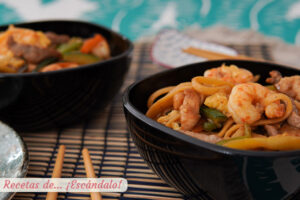 Tallarines chinos fritos tres delicias, ¡riquísimos! - Recetas de ...