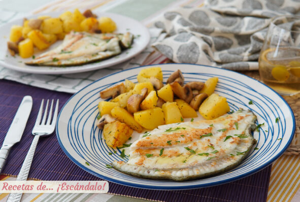 Rodaballo a la plancha con patatas y champiñones, ¡delicioso! - Recetas ...